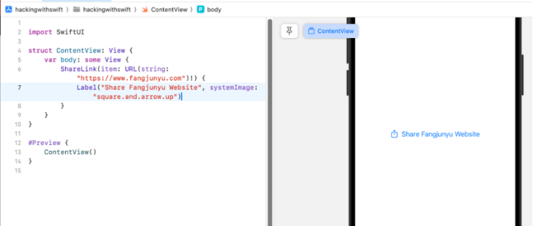 Swift ShareLink内容共享视图 – 方君宇